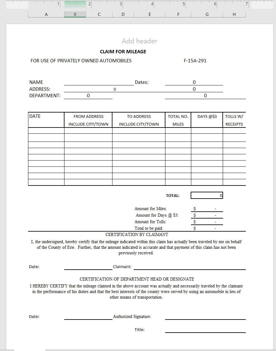 Mileage Tracking & Calculating Excel Form - Etsy
