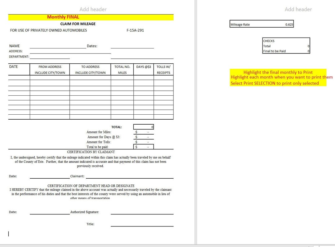 Mileage Tracking & Calculating Excel Form - Etsy