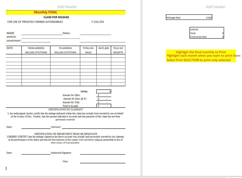 Mileage Tracking & Calculating Excel Form - Etsy
