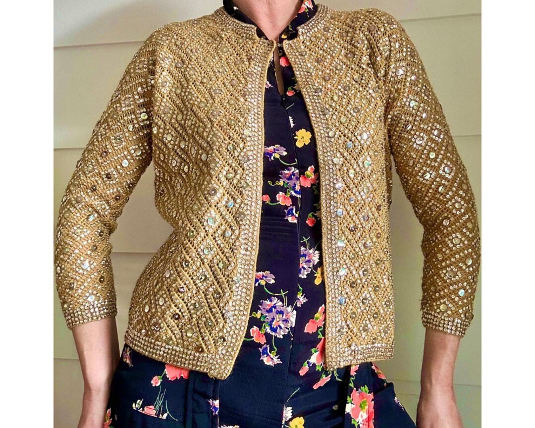1960s Cardigan Sweater | Vintage Sequin Sweater | Vintage Wool Cardigan ...