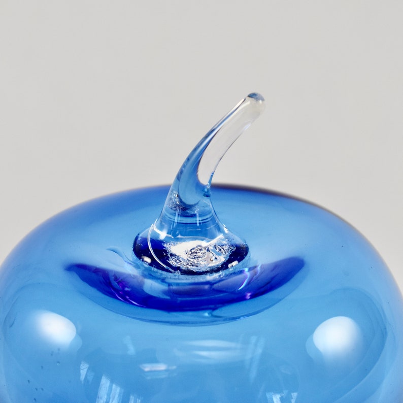 Blenko Blue Apple With Clear Stem, Original Label - Etsy