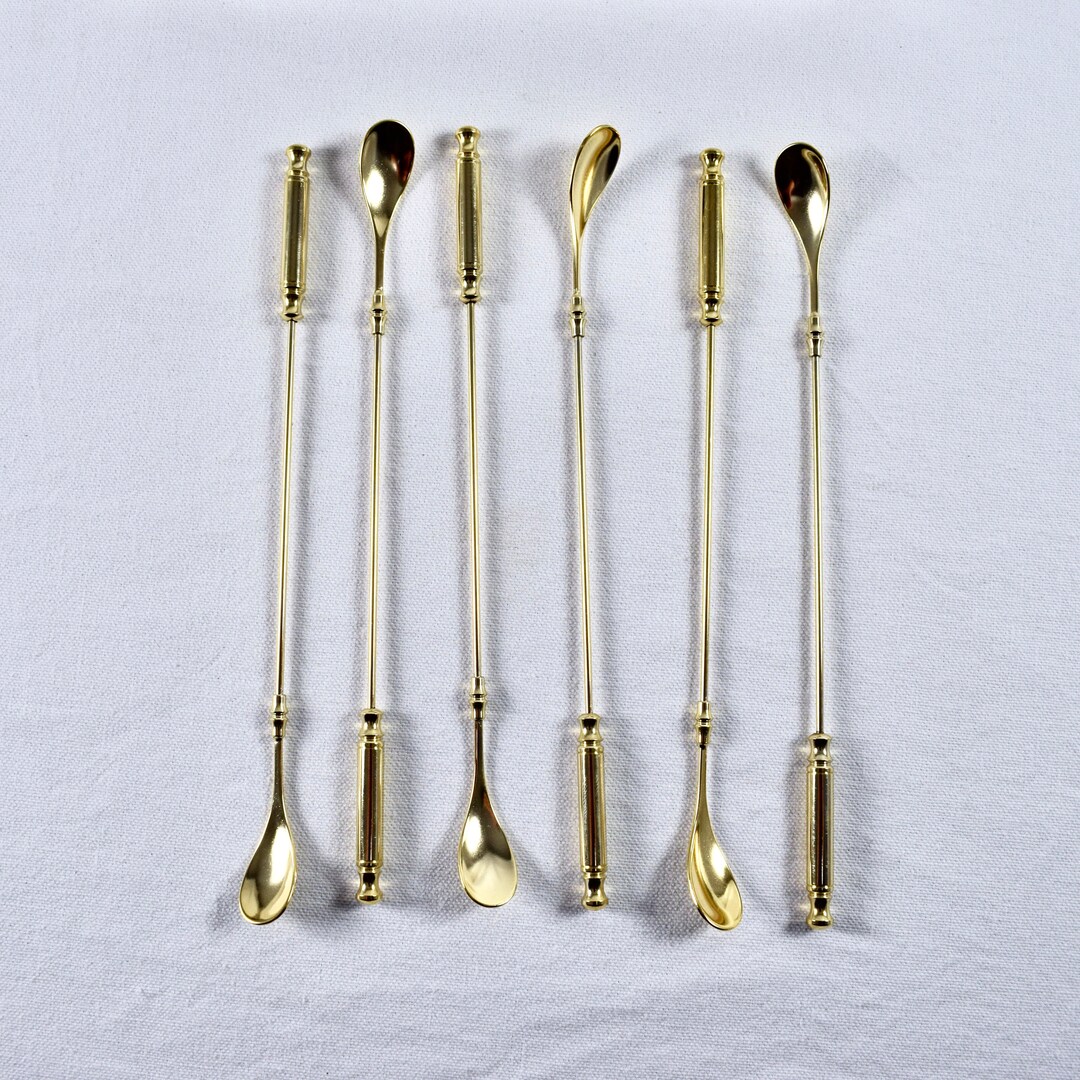 24K Gold Plated Cocktail Spoons, Set of Six - Etsy