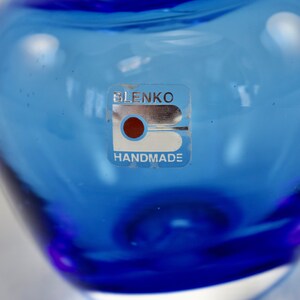 Blenko Blue Apple With Clear Stem, Original Label - Etsy