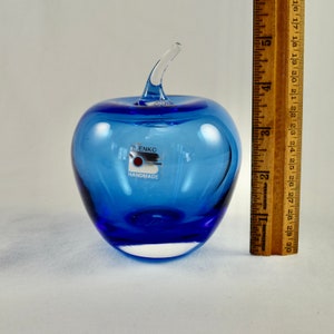 Blenko Blue Apple With Clear Stem, Original Label - Etsy