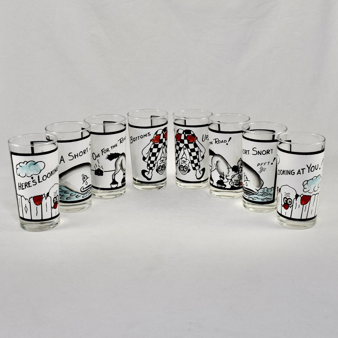 Set of Roving Eyes Cocktail Glasses, Set of Eight, Here's Looking at ...