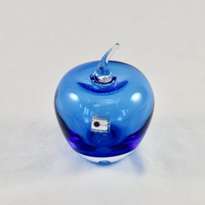 Blenko Blue Apple With Clear Stem, Original Label - Etsy