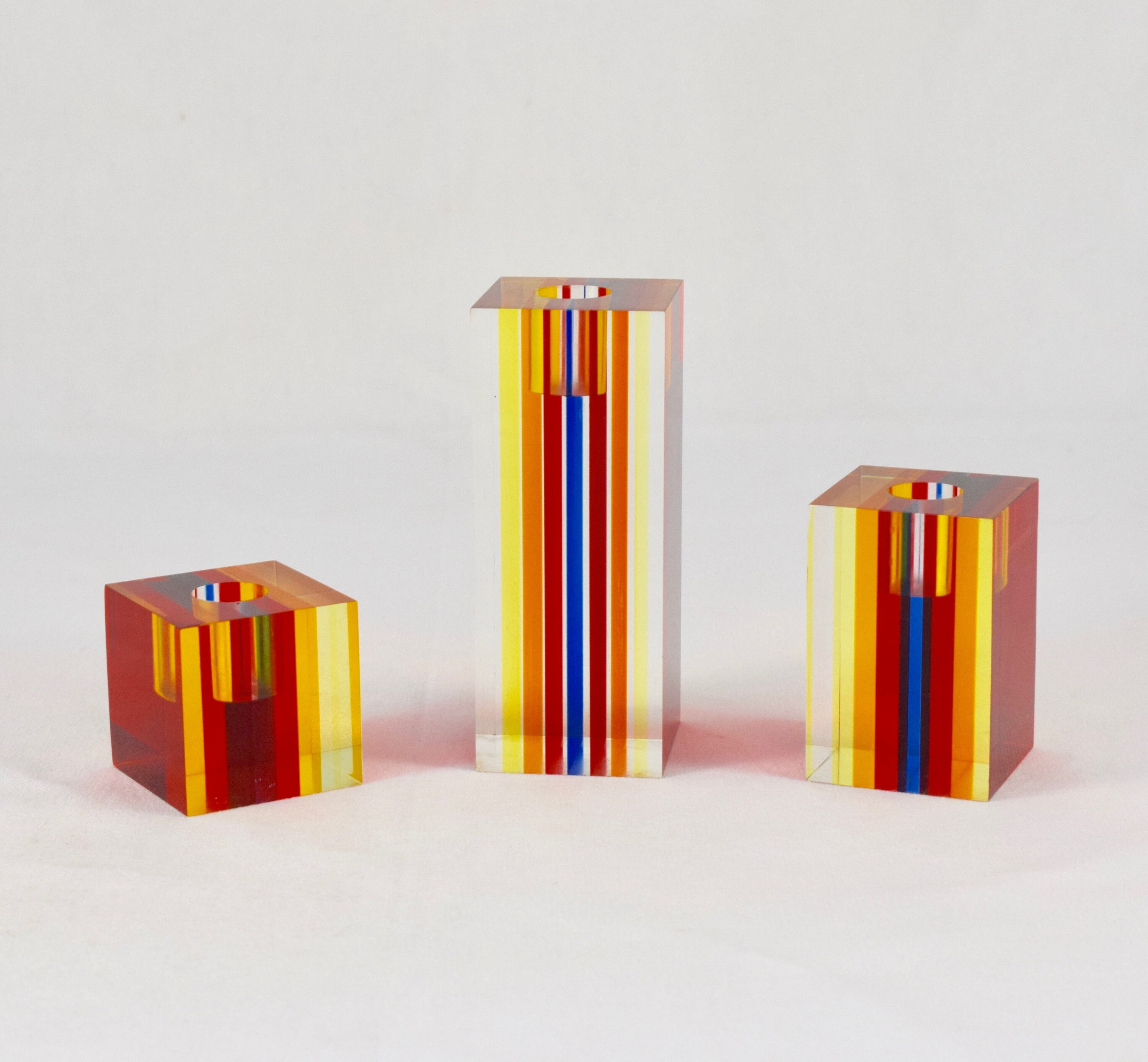 Richard Soong Optical Graduated Lucite Candle Holders - Etsy