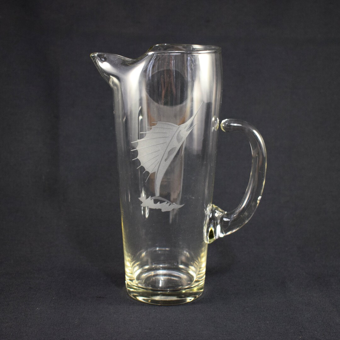 Glass Cocktail Pitcher With Etched Sailfish - Etsy