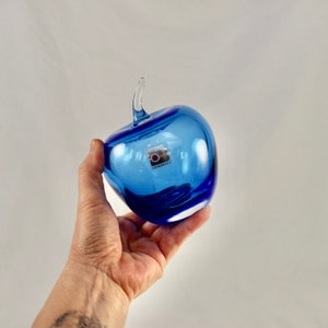 Blenko Blue Apple With Clear Stem, Original Label - Etsy