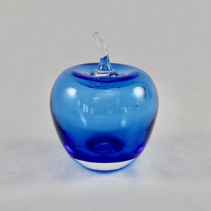 Blenko Blue Apple With Clear Stem, Original Label - Etsy