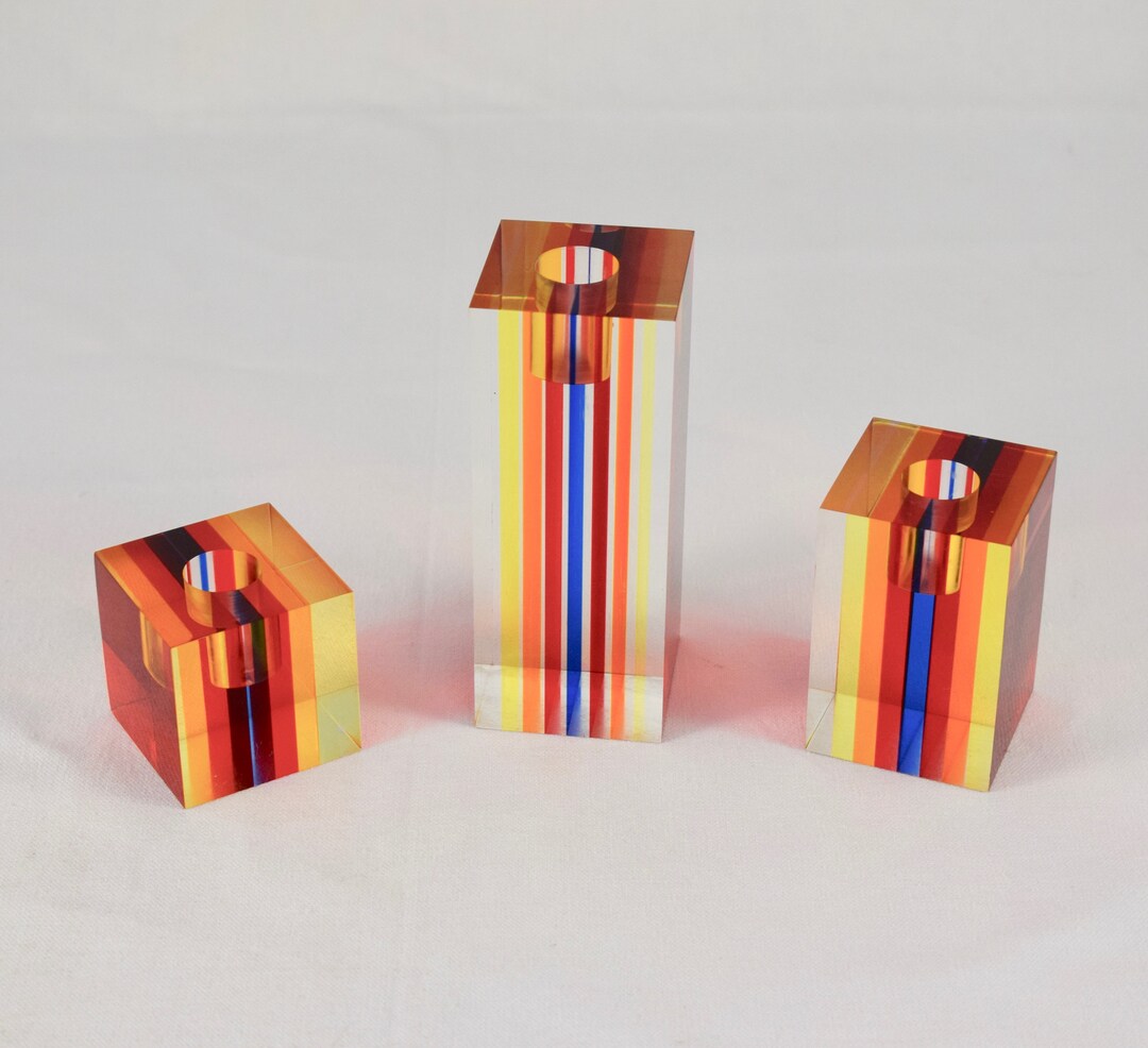 Richard Soong Optical Graduated Lucite Candle Holders - Etsy