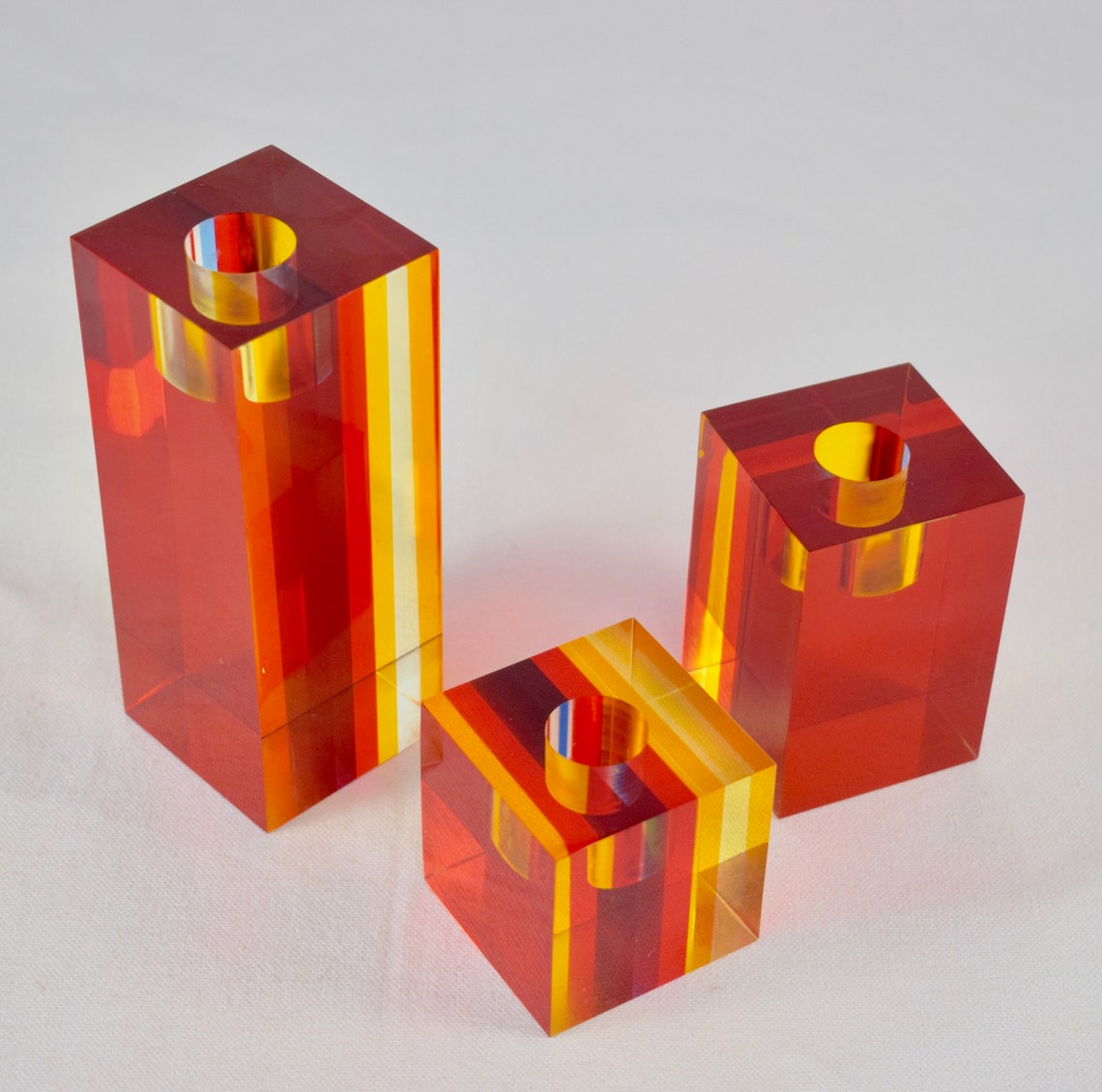 Richard Soong Optical Graduated Lucite Candle Holders - Etsy