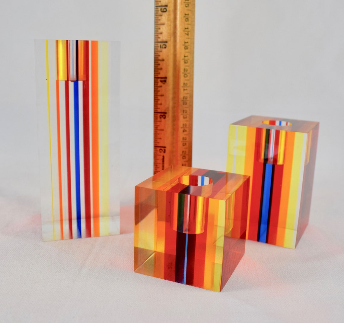 Richard Soong Optical Graduated Lucite Candle Holders - Etsy