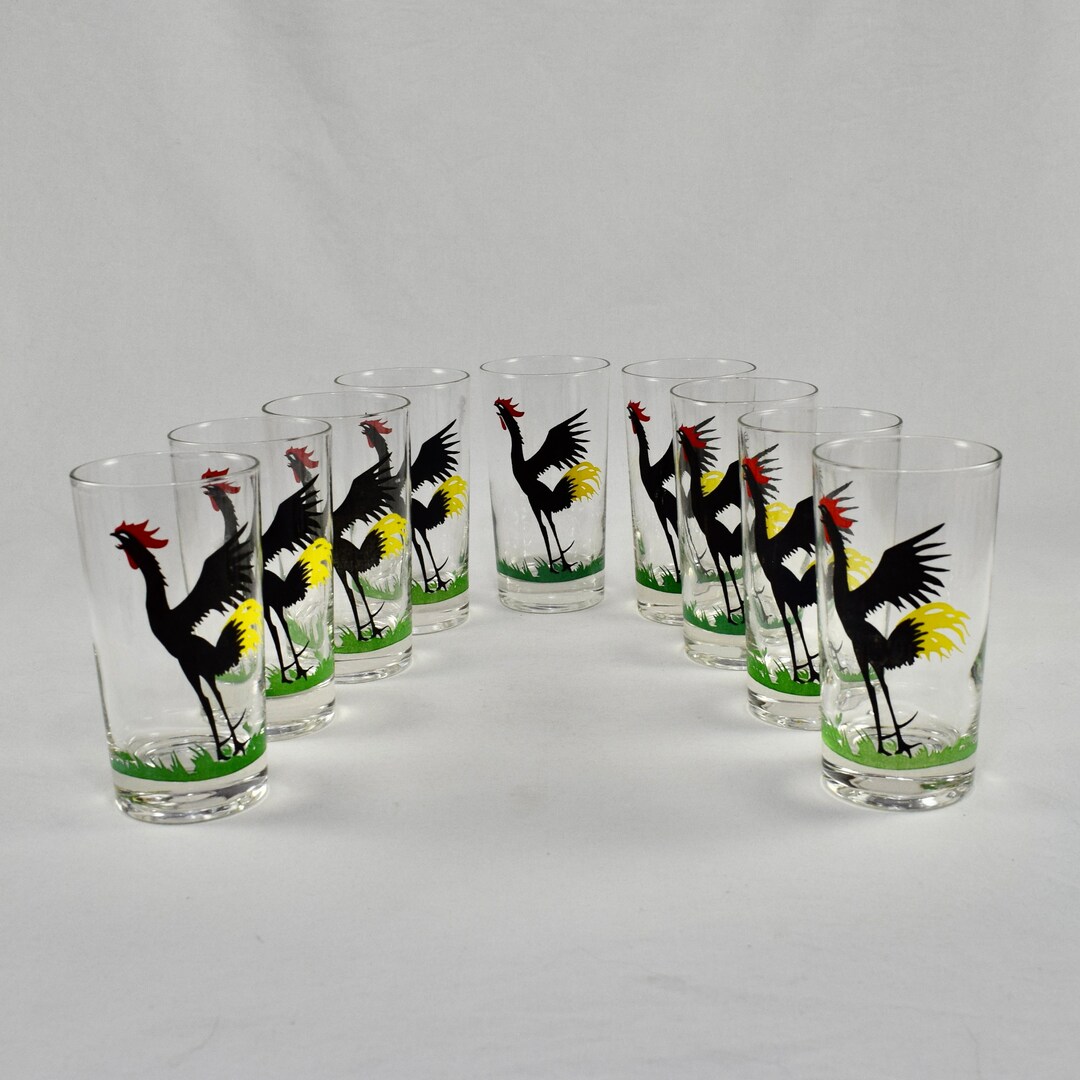 Crowing Rooster Cocktail Glasses Set of Nine - Etsy