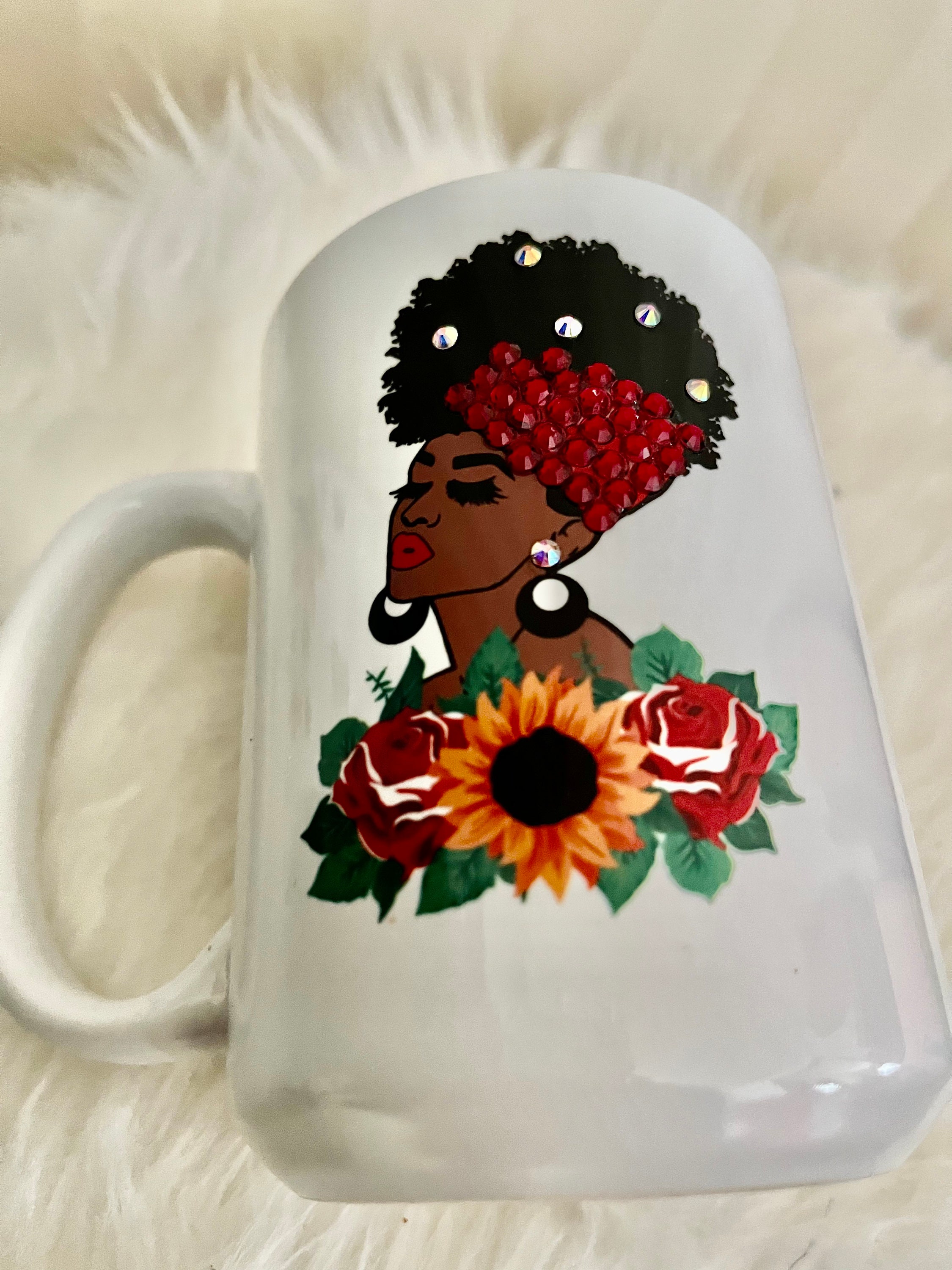 Afro Mug Red Bling Mug Black Girl Mug African American Mug Black Girl ...