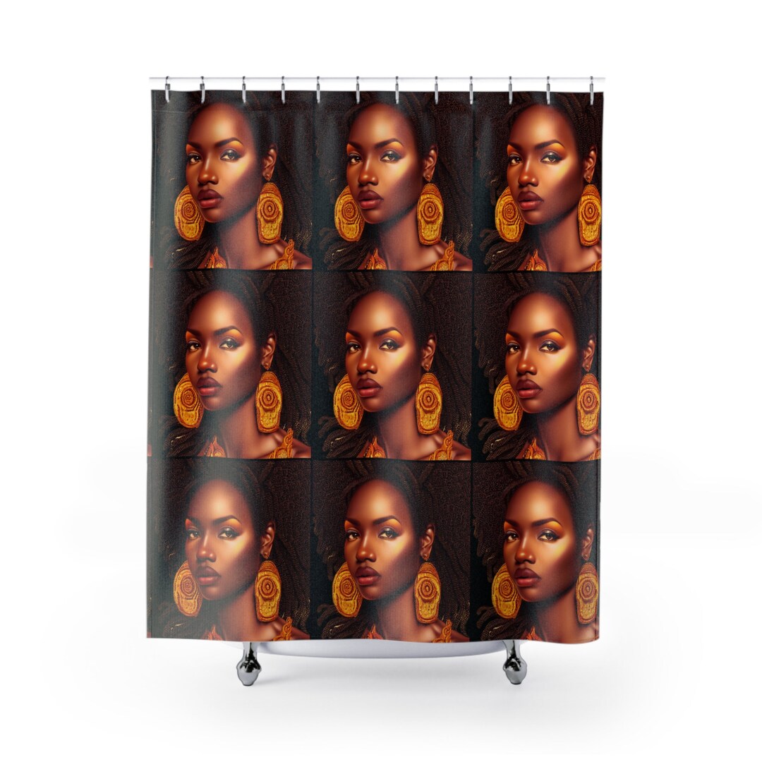 Beautiful Black Queen Shower Curtain; Ethnic Shower Curtain; Black Lady ...