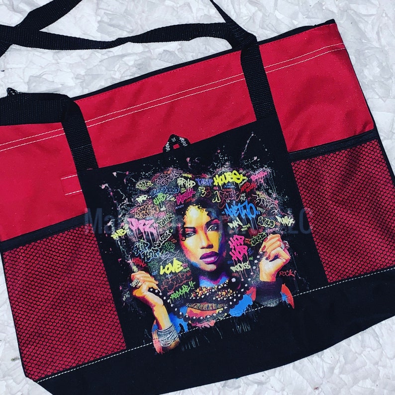 Black Girl Bag Tote Bag With Pockets Afro Graffiti Bag - Etsy