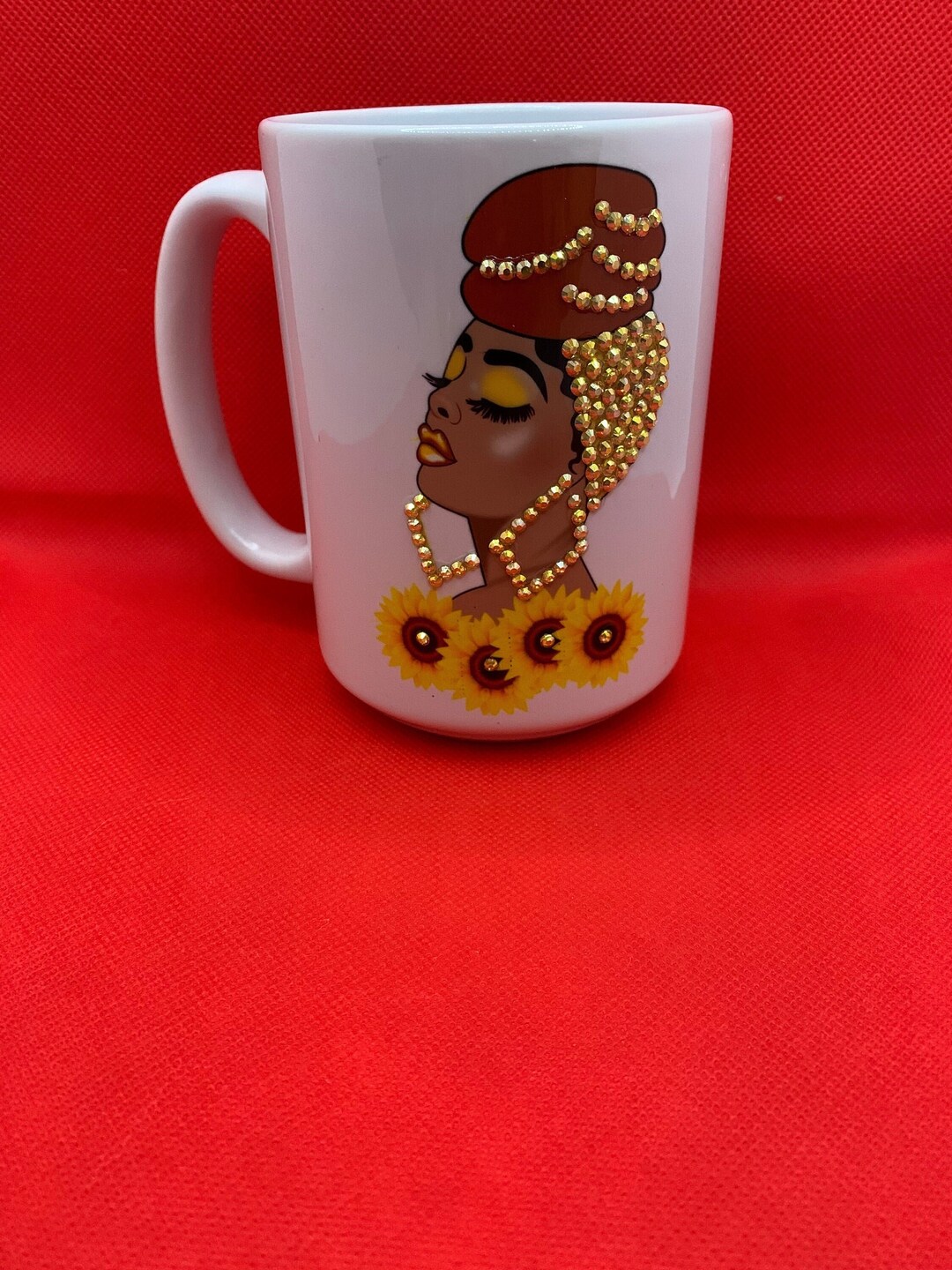 Sunflower Mug Sunflower Diva Mug Bling Black Girl Mug Headwrap Girl Mug ...