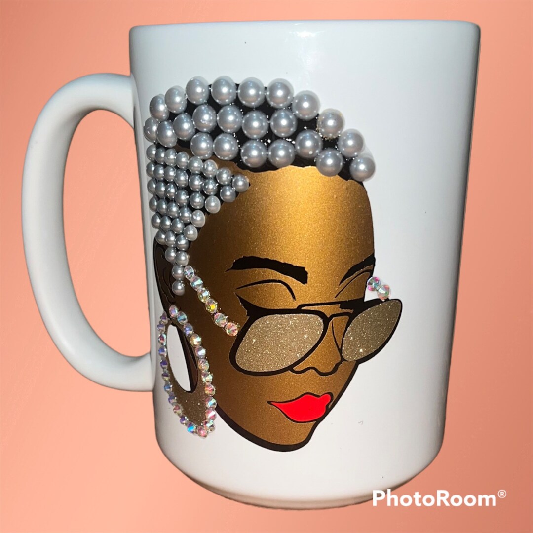 Silver Hair Mug; Grey Hair Pearl Mug; Rhinestone Mug; Grey Hair Mug ...