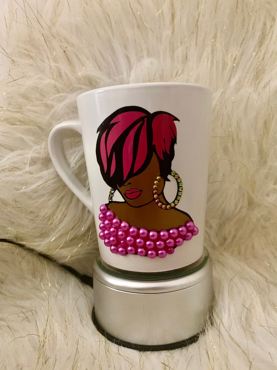 Black Girl Pearl Mug Pink Pearl Mug - Etsy