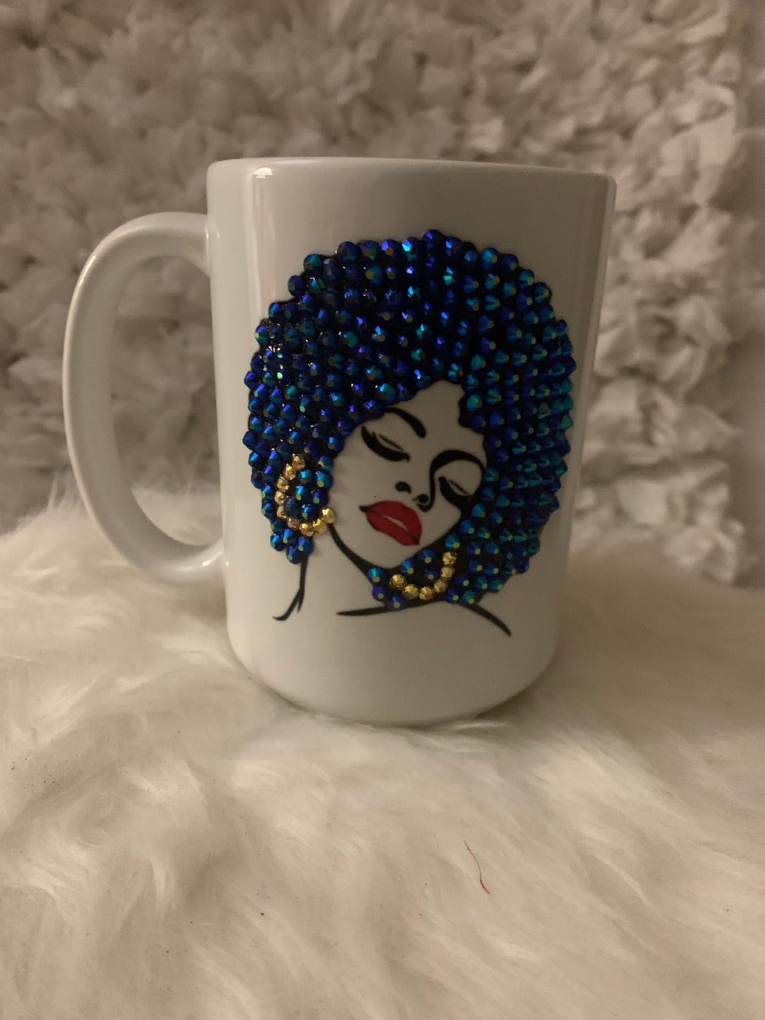 Black Girl Bling Mug; Afro Mug; Bling Afro Mug; Rhinestone Mug; African ...