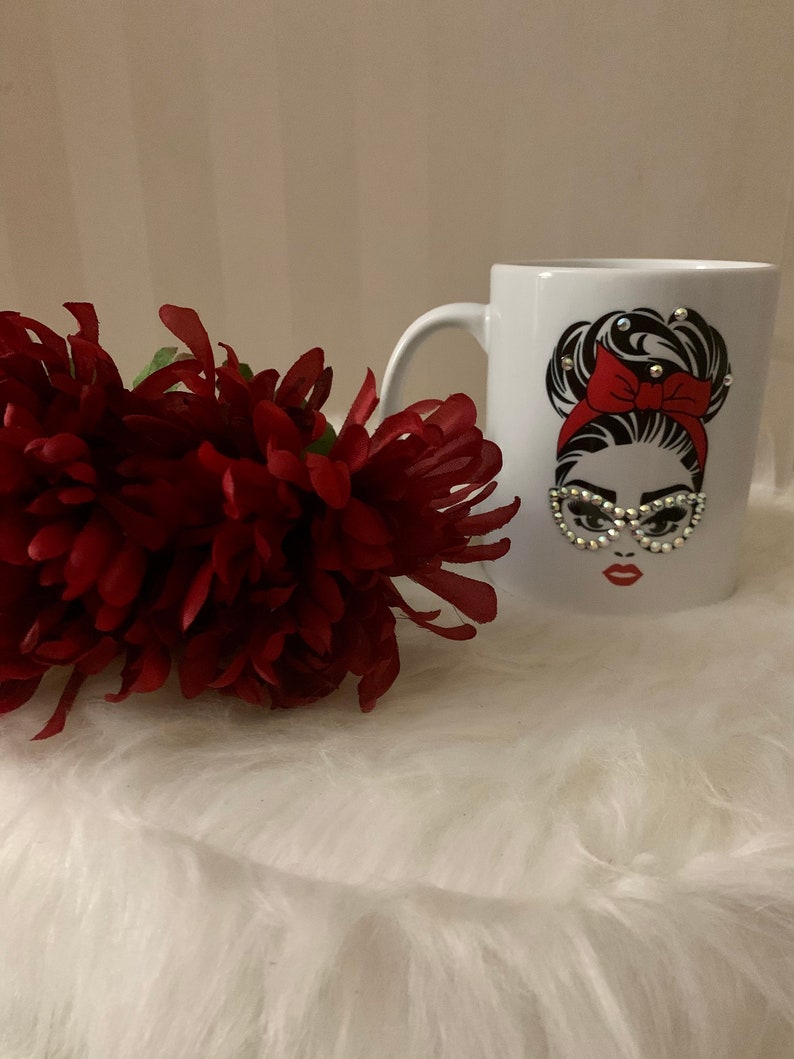 Messy Bun Mug; Bling Messy Bun; Bun With Glasses Mug; Rhinestone Mug ...