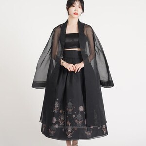 Hanbok Korean Traditional Patterned Skirt Black - Etsy