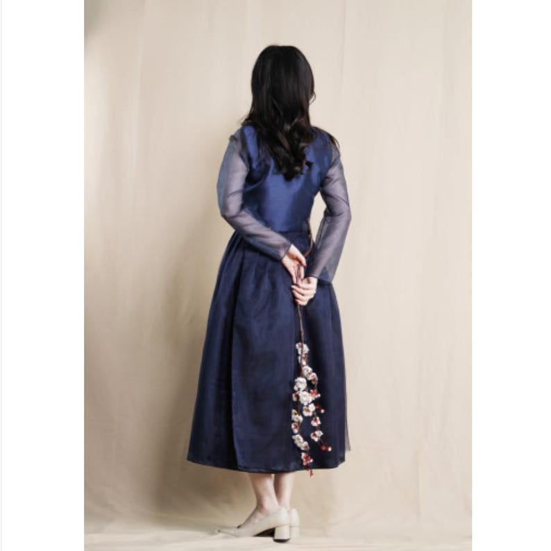 Hanbok Korean Traditional Hangeul Patterned Jeogori Blouse Blue - Etsy