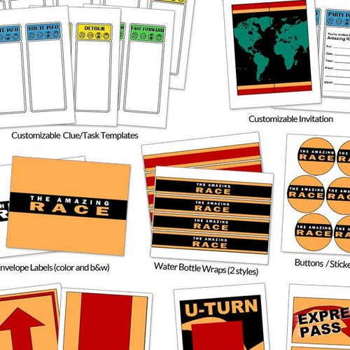 Amazing Race Party Printables Editable Digital - Etsy