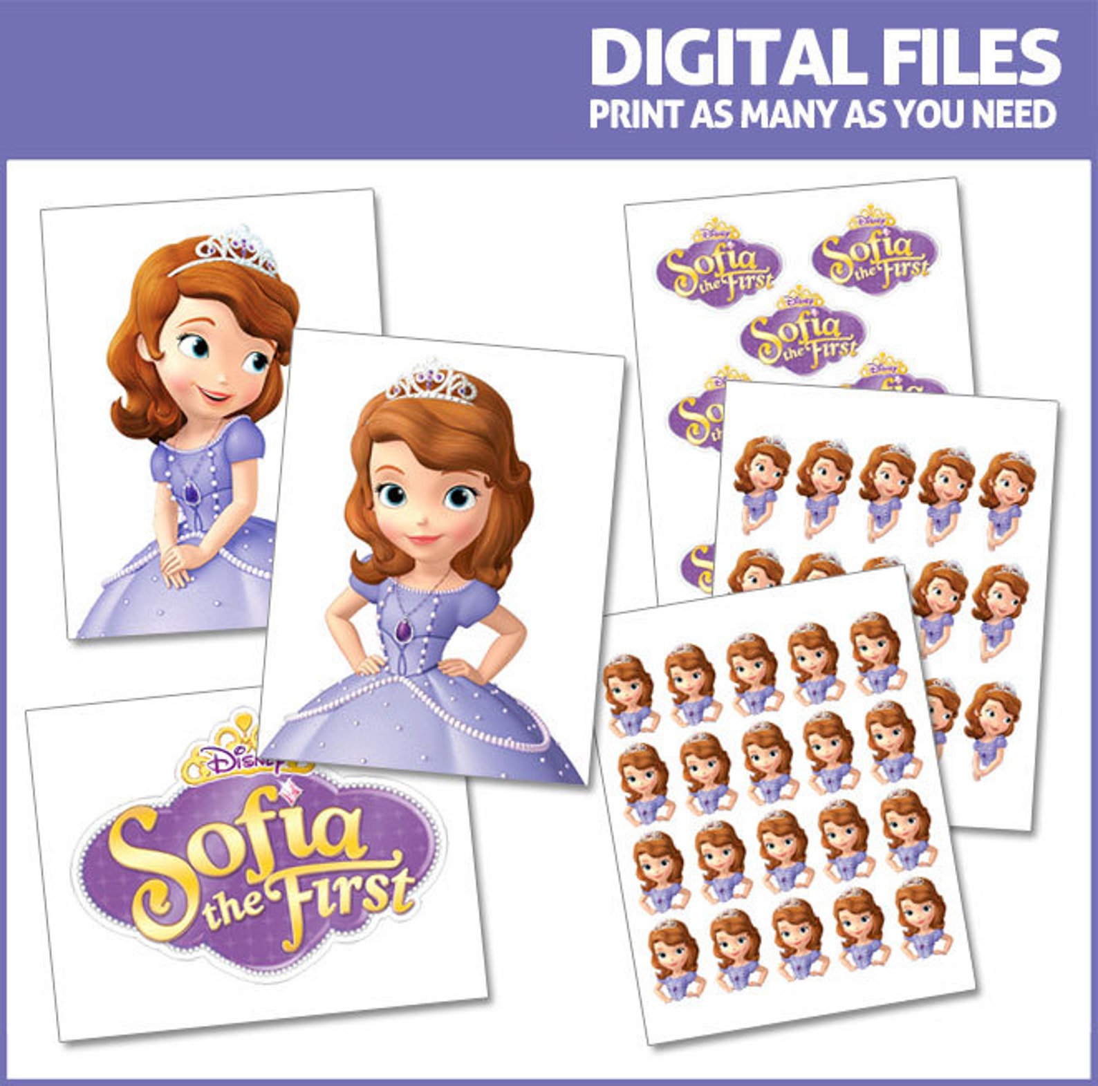 Sofia the First Cake Topper Printables -- DIGITAL -- Also Works on ...