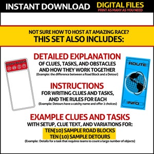 Amazing Race Party Printables - Editable Clue Cards and Invitation ...