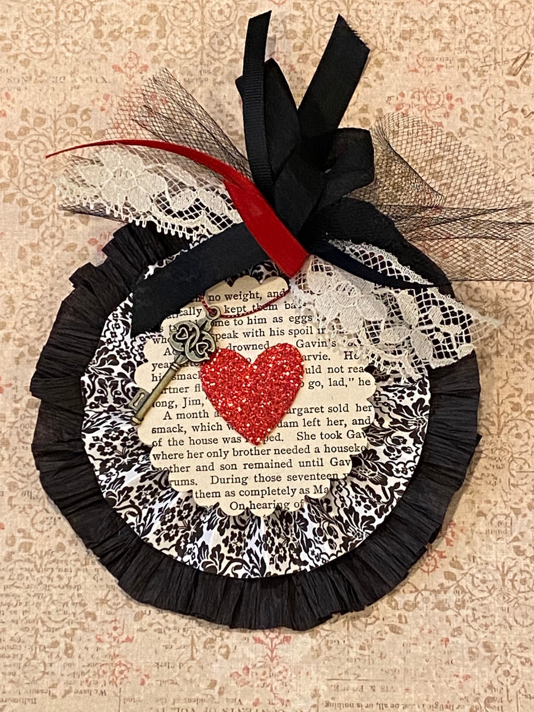 Red Glitter Heart Rosette/ Valentine Rosette - Etsy