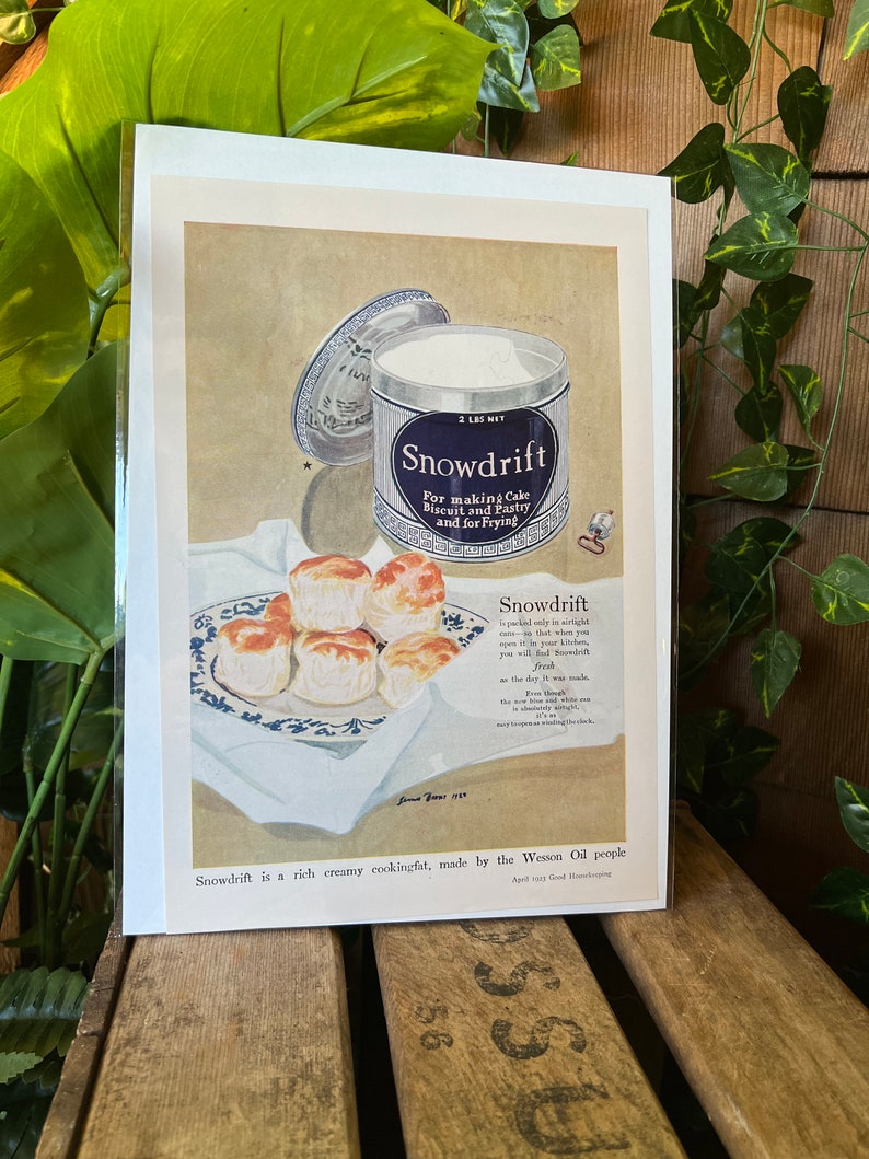1923 Antique Snowdrift Shortening Advertisement - 9x12 Inches Baking Ad ...