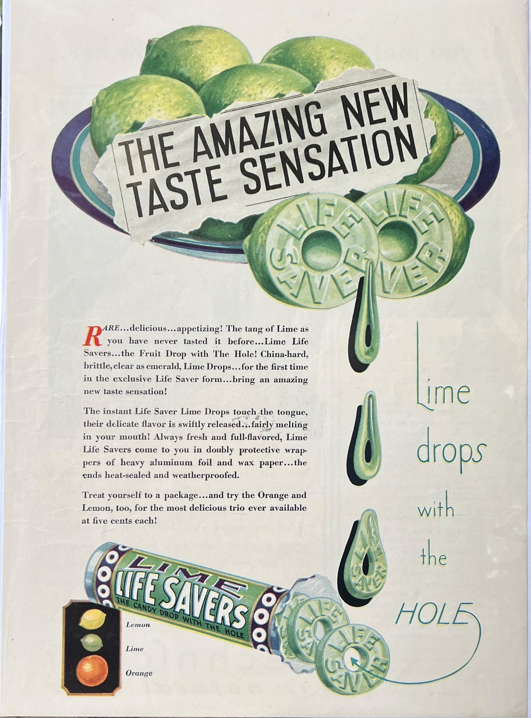 1930 Lime Life Savers Ad - Vintage Candy Advertising, Classic Hard ...