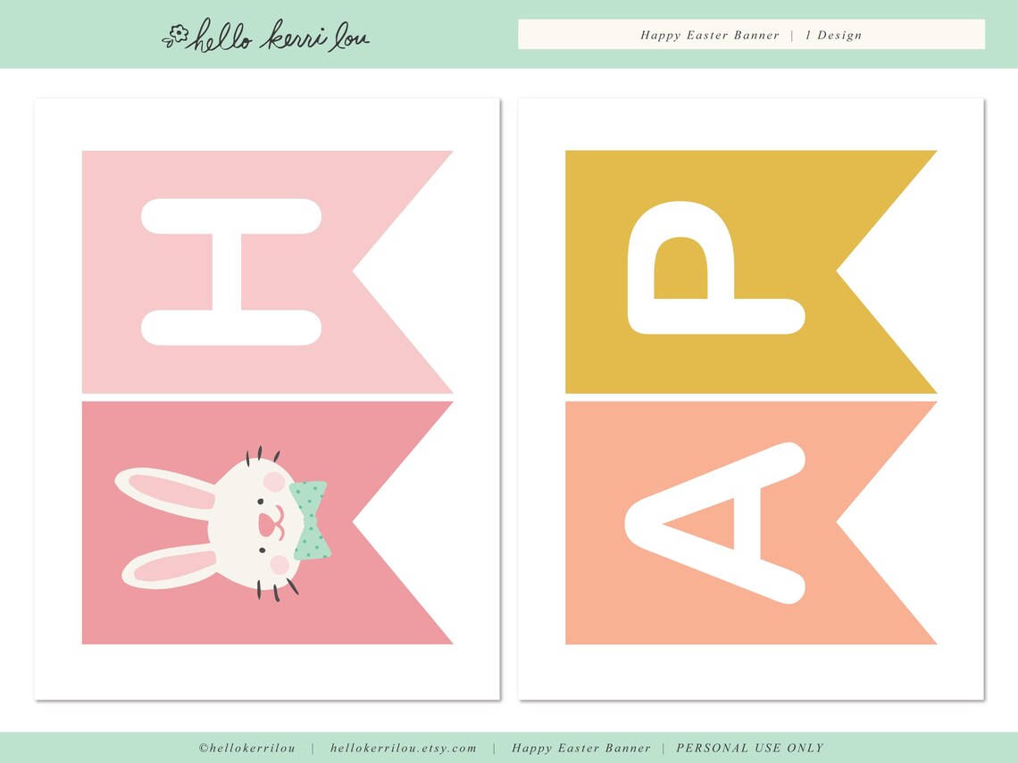 Happy Easter Printable Banner - for Decorating Wall Bunting Banner ...