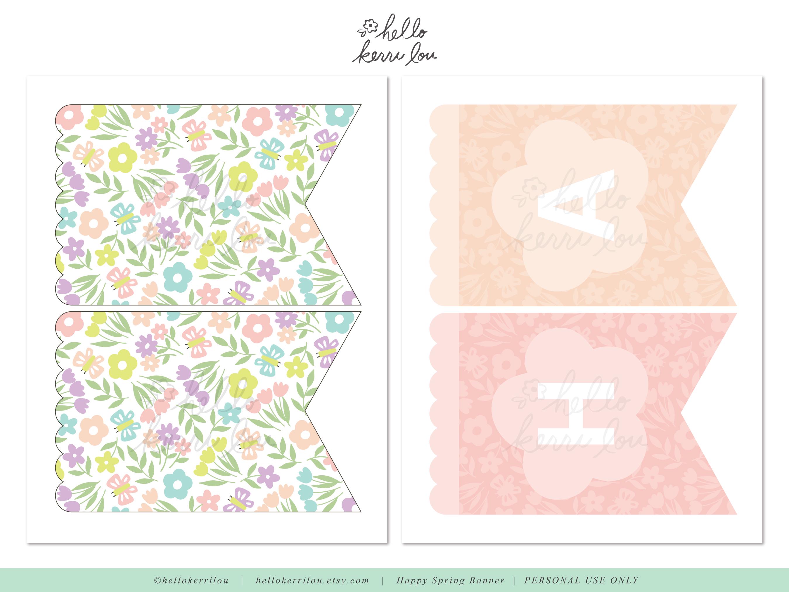 Happy Spring Printable Banner - for Decorating Wall Bunting Banner ...