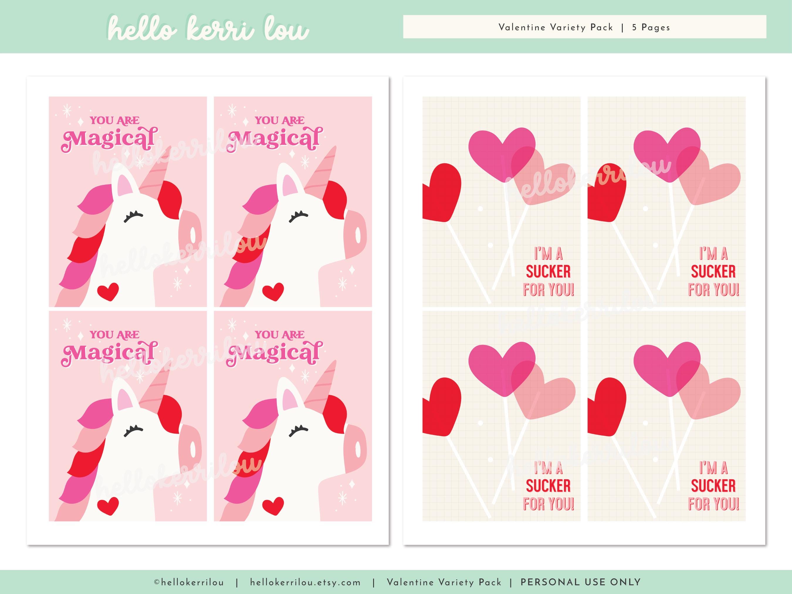 Valentine Variety Pack - Treat Bag Toppers, Treat Bag Tags, Ephemera ...