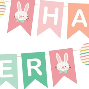 Happy Easter Printable Banner - for Decorating Wall Bunting Banner ...