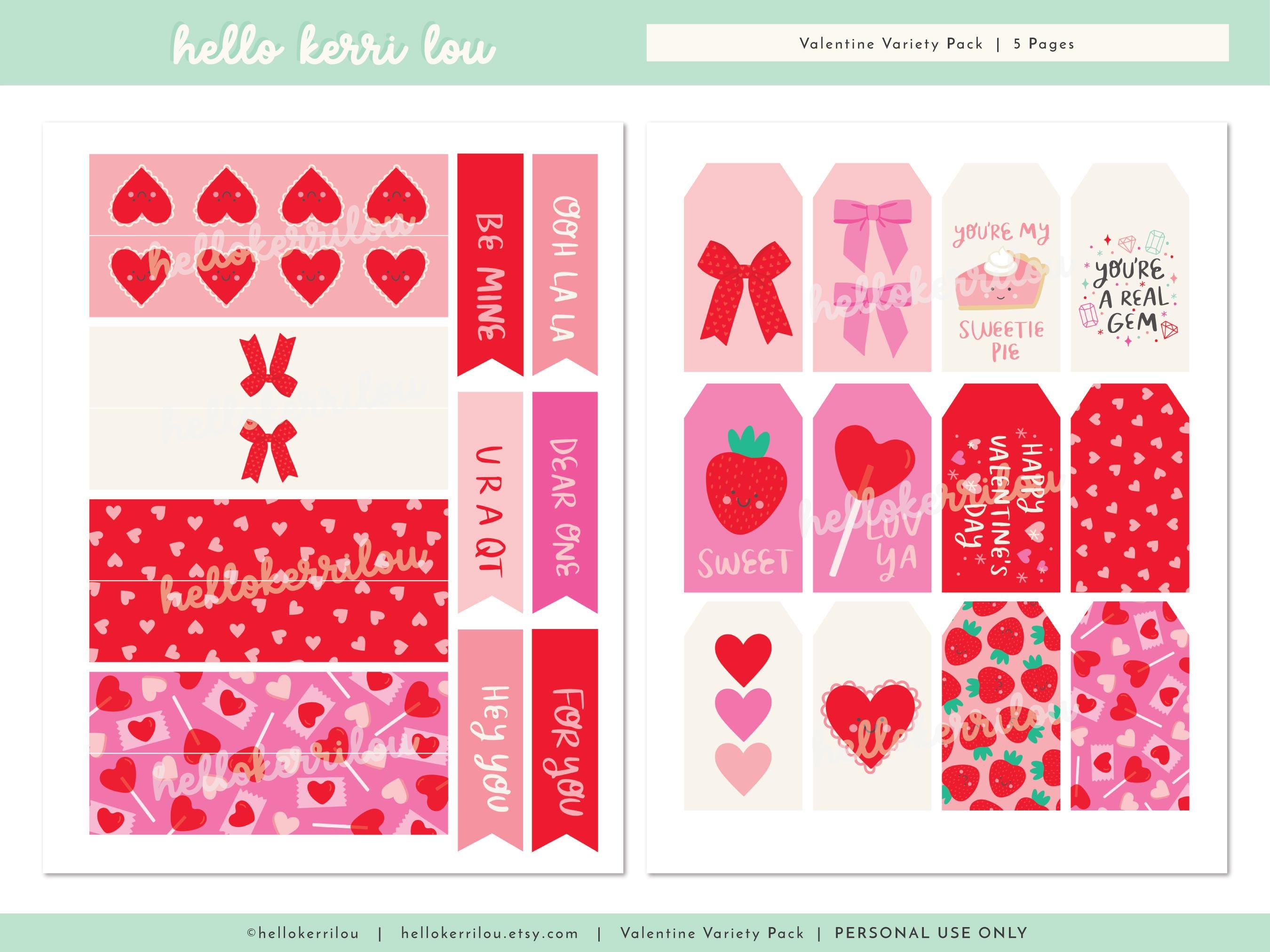 Valentine Variety Pack - Treat Bag Toppers, Treat Bag Tags, Ephemera ...