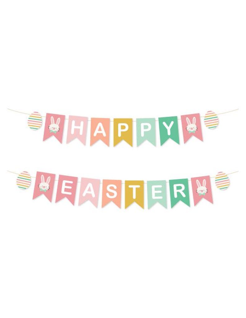 Happy Easter Printable Banner - for Decorating Wall Bunting Banner ...