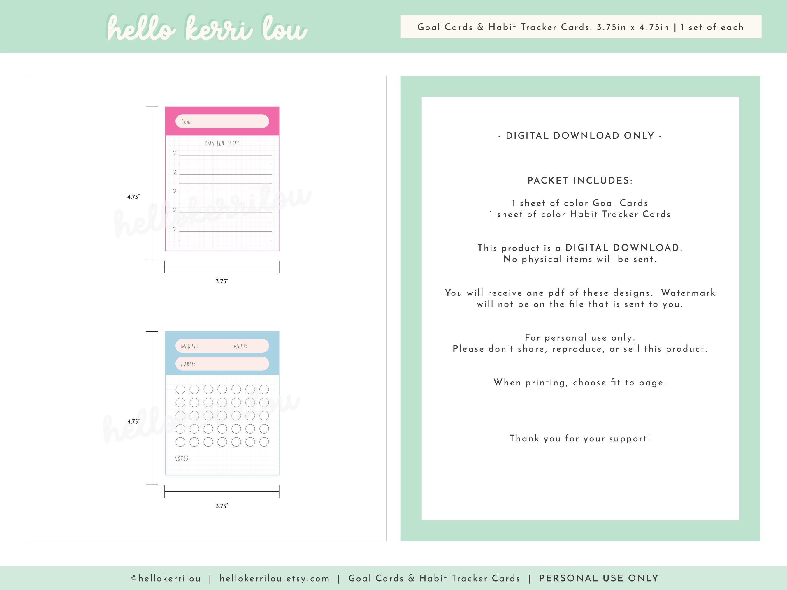 Goal Cards, Habit Tracker Cards, Goals Tracker, SMART Goal Setting Kit ...