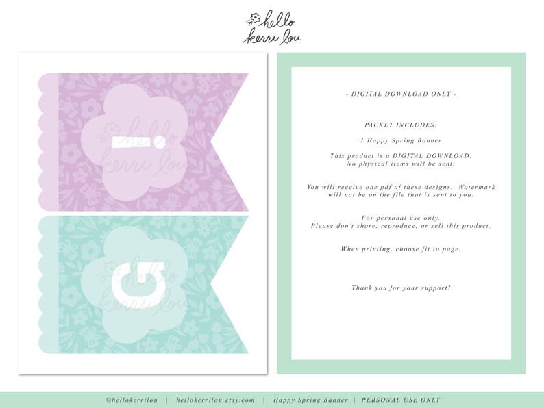 Happy Spring Printable Banner - for Decorating Wall Bunting Banner ...