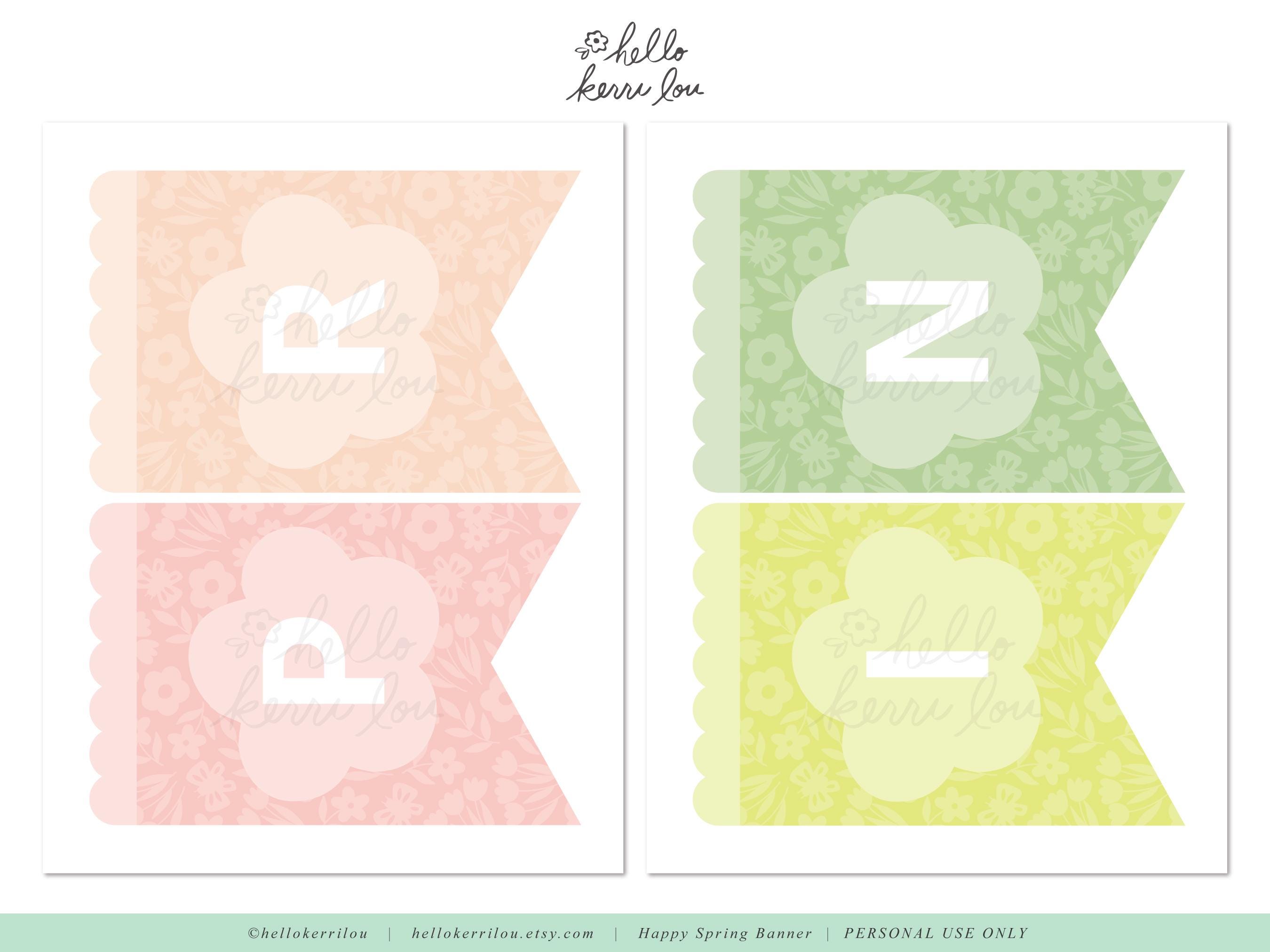 Happy Spring Printable Banner - for Decorating Wall Bunting Banner ...