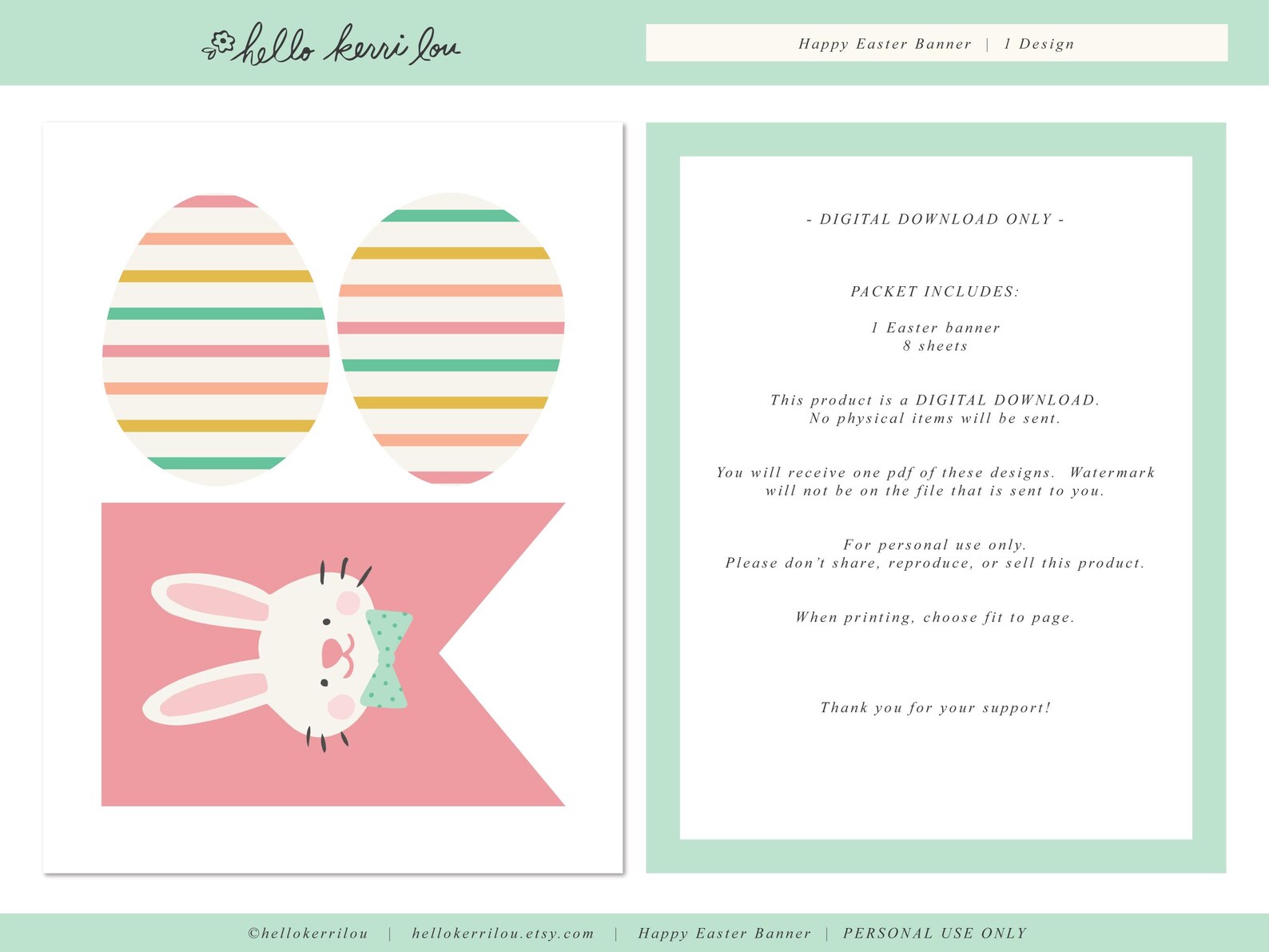 Happy Easter Printable Banner - for Decorating Wall Bunting Banner ...