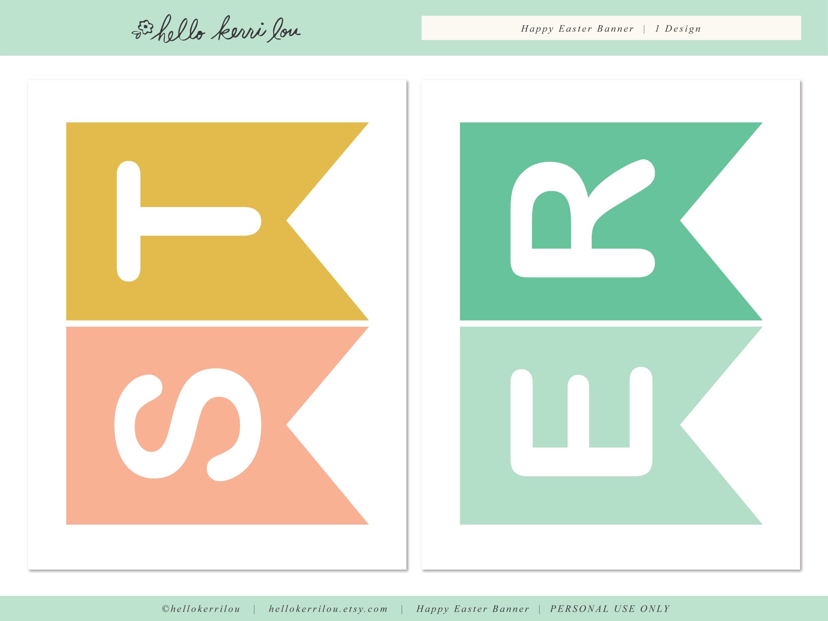 Happy Easter Printable Banner - for Decorating Wall Bunting Banner ...