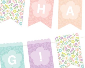 Happy Easter Printable Banner - for Decorating Wall Bunting Banner ...