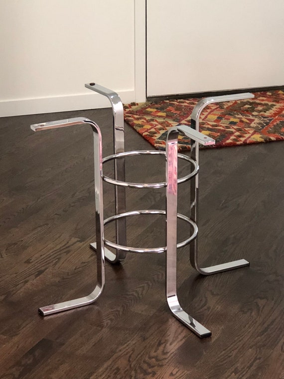 Mid Century Modern Chrome Base Side Table in Style of Milo | Etsy