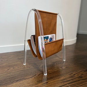 Mid Century Modern Lucite & Vinyl Magazine Rack - Etsy