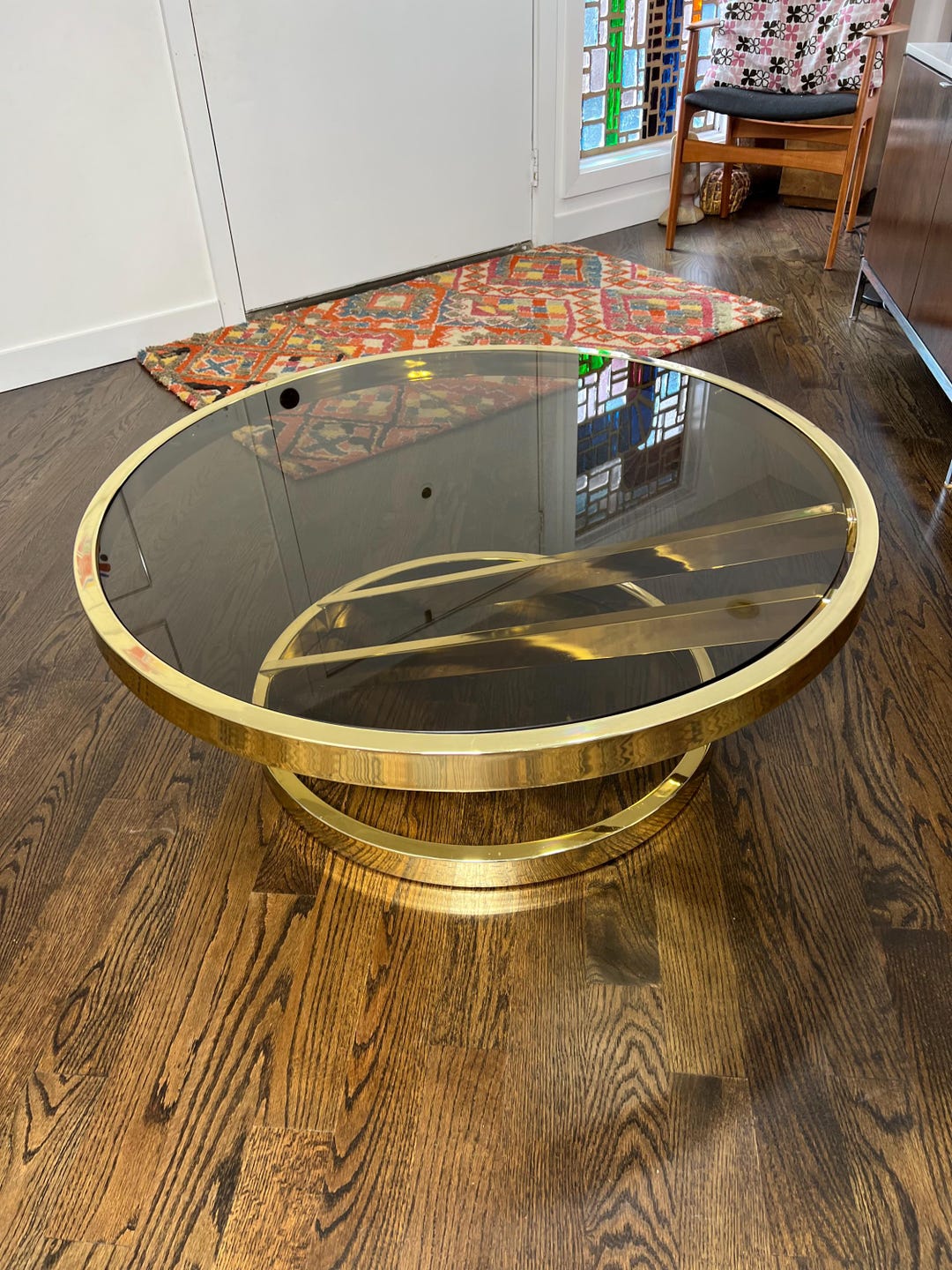 Milo Baughman Round Z Brass & Glass Coffee Table - Etsy