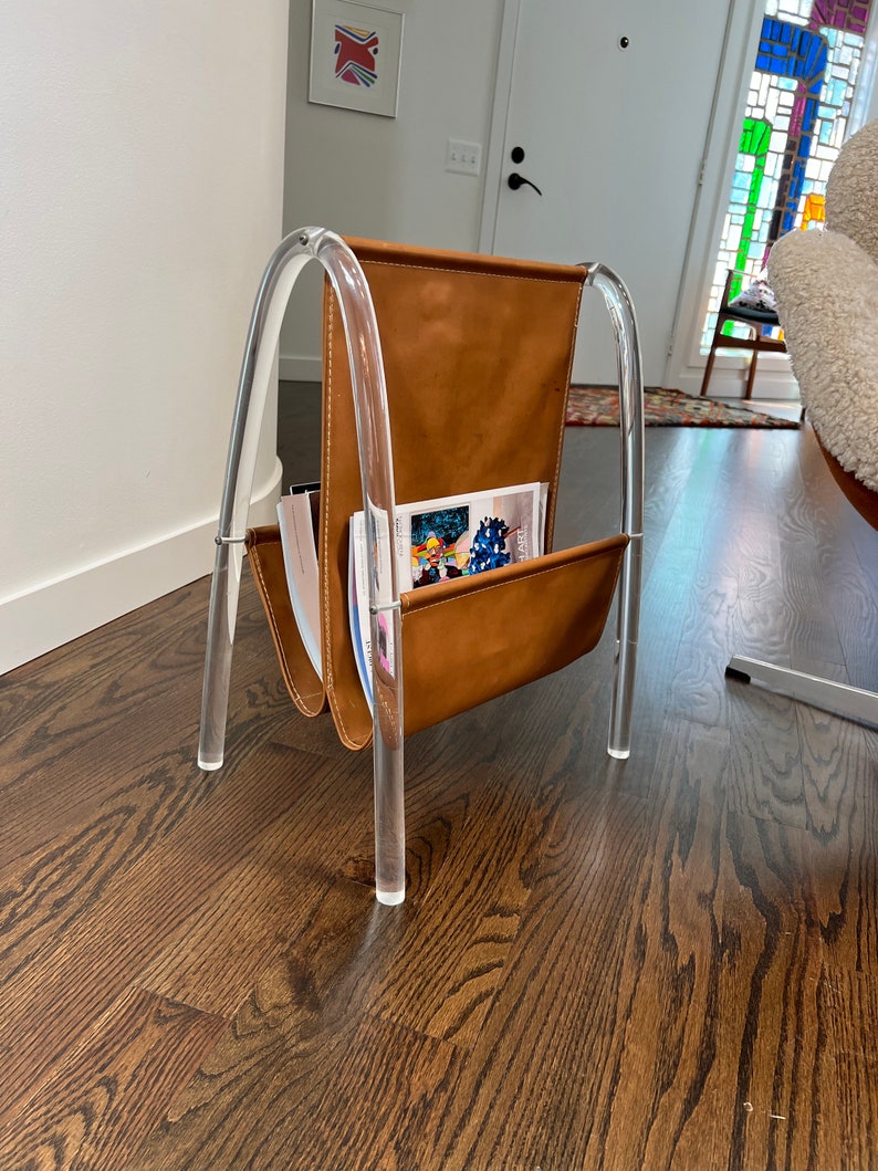 Mid Century Modern Lucite & Vinyl Magazine Rack - Etsy